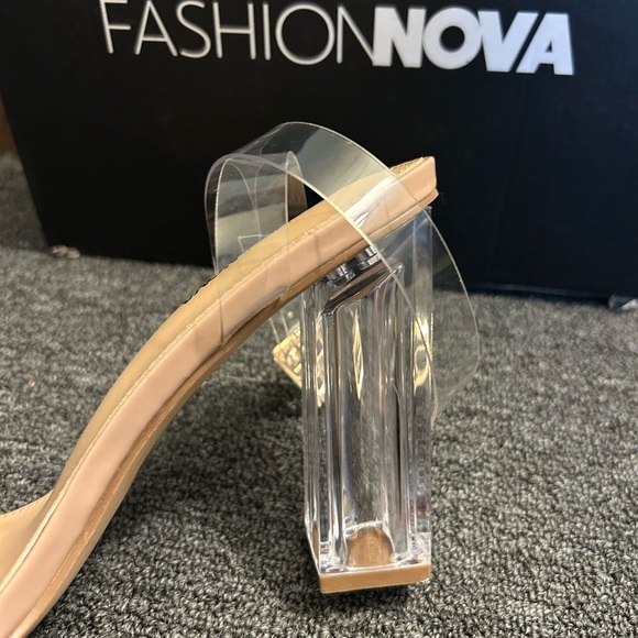 Fashion Nova | Shoes | Fashion Nova Transparent Block Heel Sandals Box ...